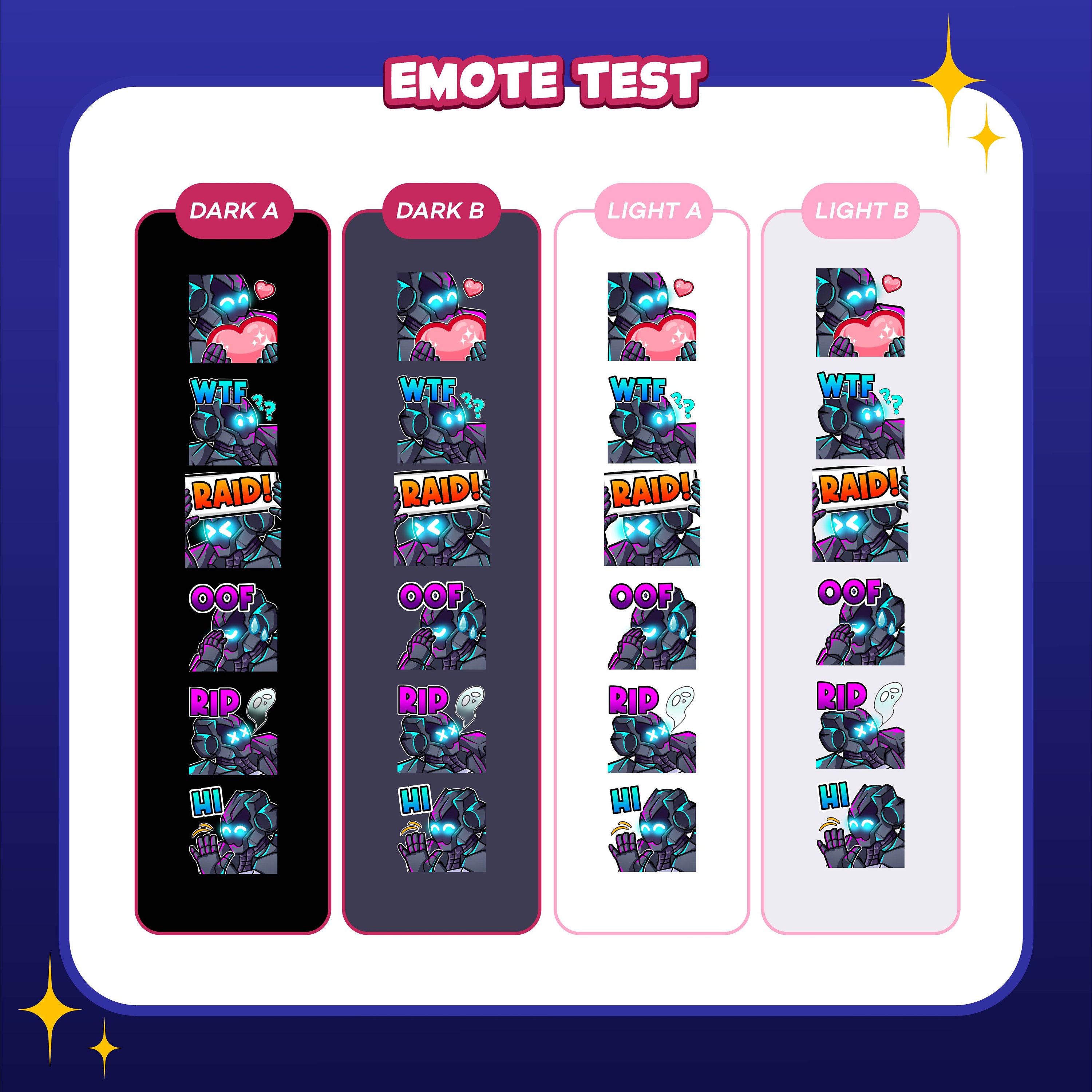 Twitch Emote Sub Emotes Cool Robot, Chibi Trendy Futuristic 6 Emotes ...