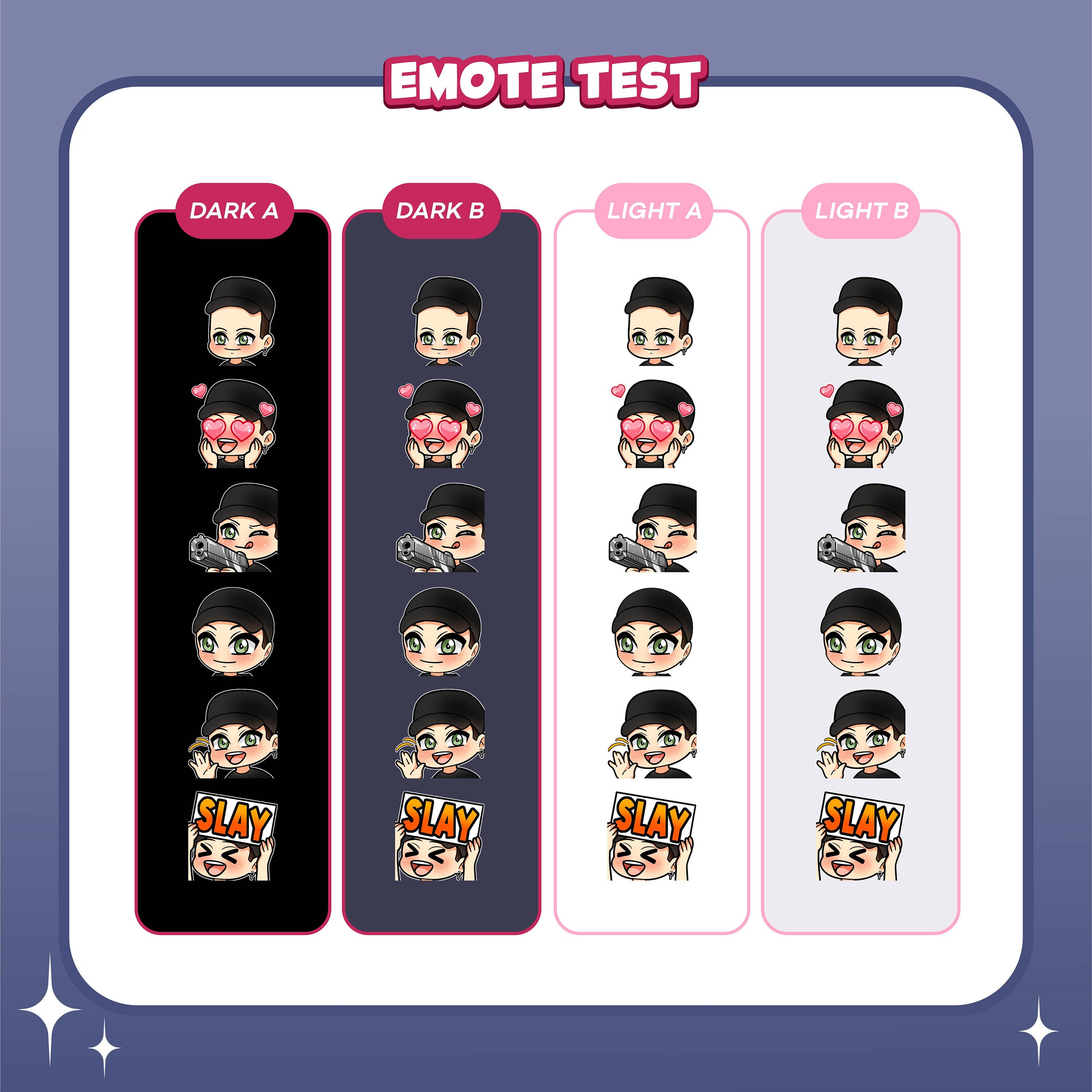 Twitch Emote Sub Emotes Black Hair Boy Wears Black Cap, Cool Guy With ...