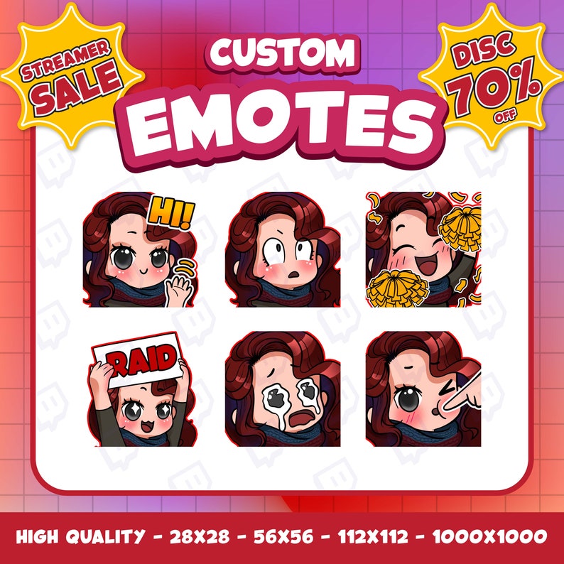 Custom Twitch Emotes | Vtuber | Kick, Youtube, Discord - Etsy