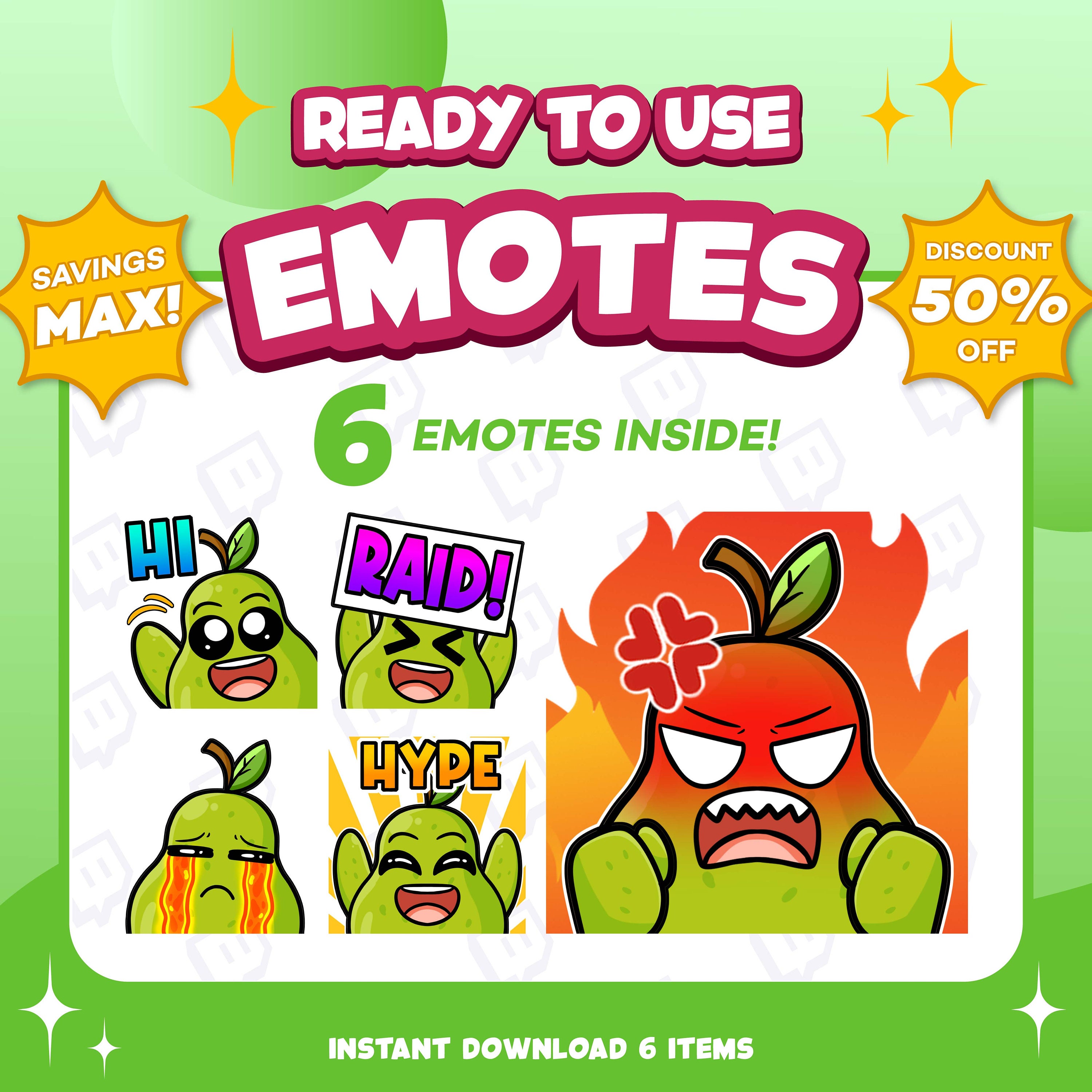 Twitch Emote Sub Emotes Fresh Guava Fruits, Sweet Fruit 6 Emotes Ready ...
