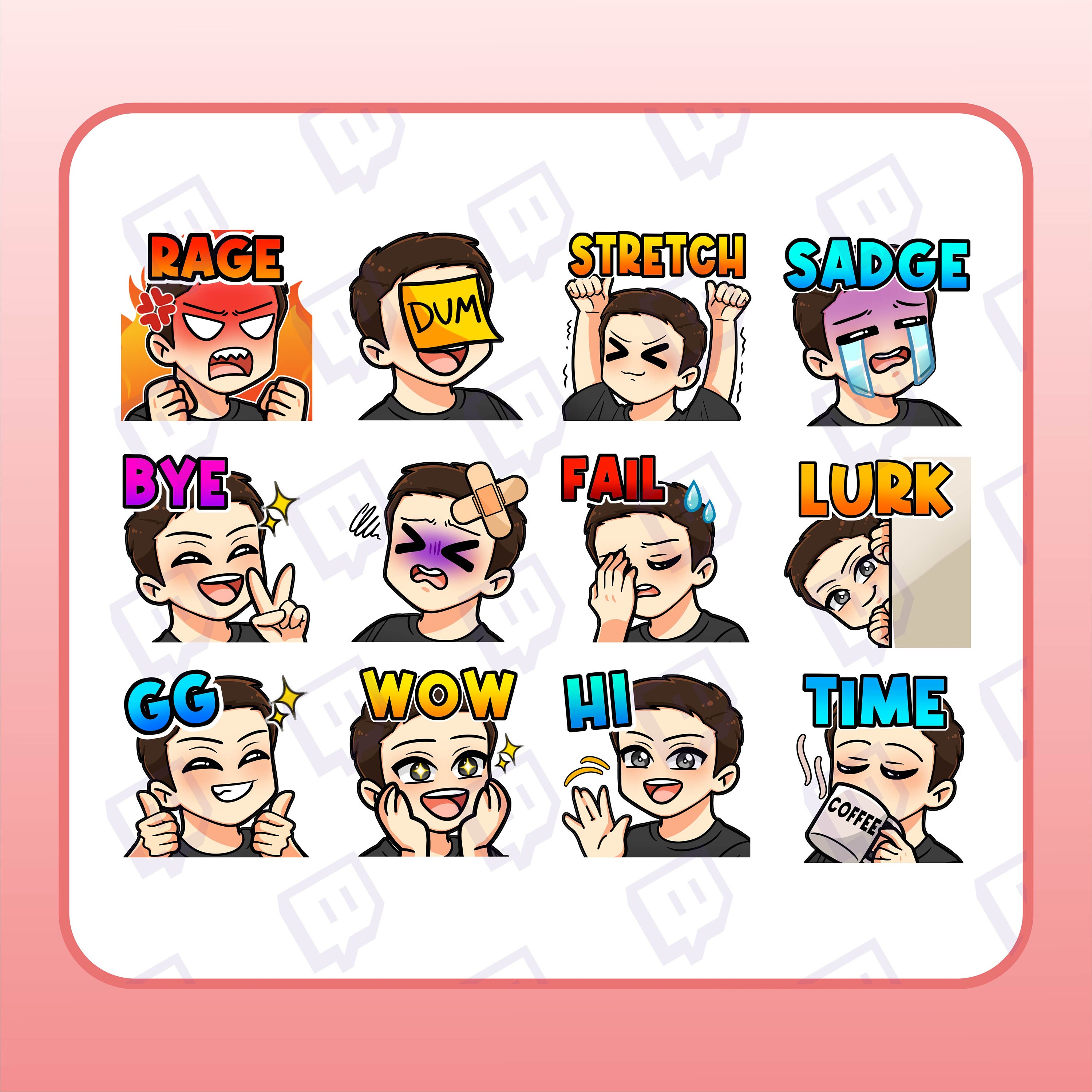 Twitch Emote Sub Emotes Brunette Boy, Handsome Brown Hair Guy, Stylish ...