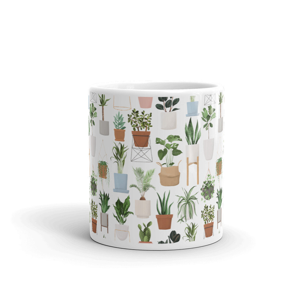 Modern House Plant Mug, Botanical Coffee Cup, Indoor Plant Lover ...
