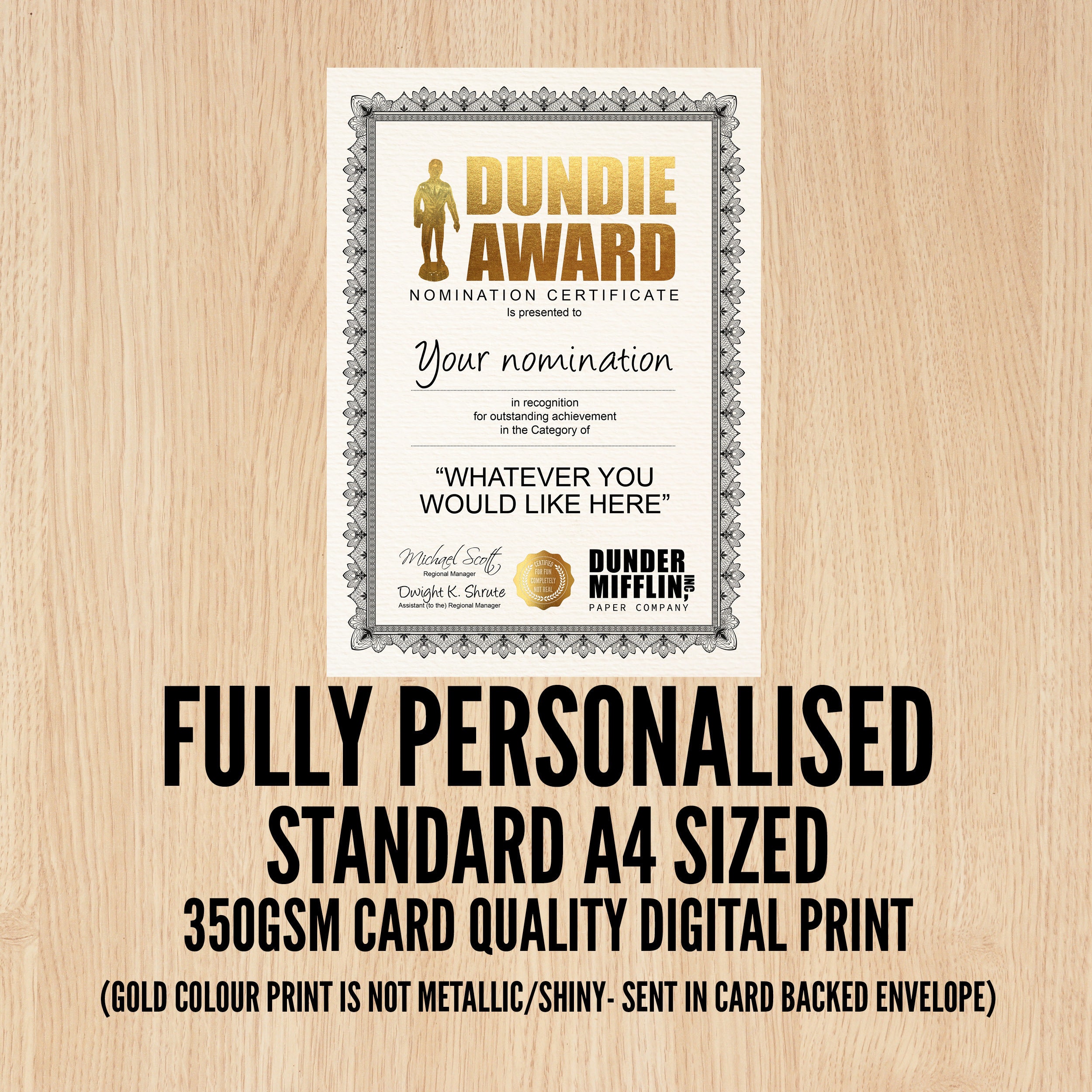 The Office Tv Show Dundie Awards Dunder Mifflin Personalised - Etsy UK