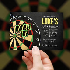DARTS Themed Birthday Invitations 20th 30 40 50 60 70th Personalised ...