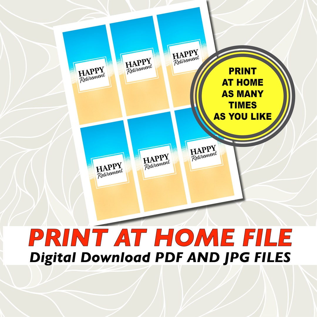 Happy Retirement Tags Digital Print at Home DIY Tags Stickers Digital ...