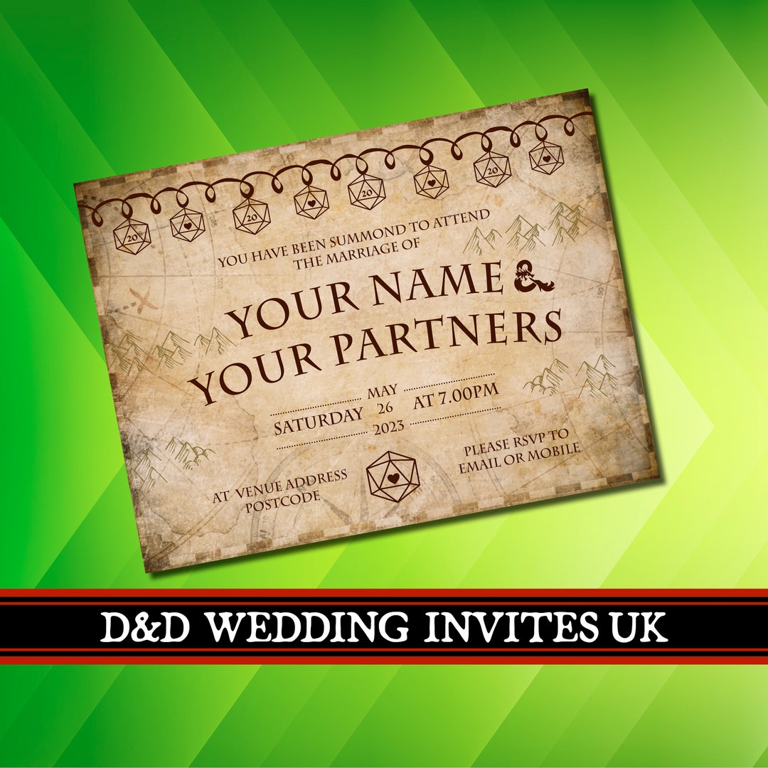 Dungeons and Dragons Wedding Invitations Personalised and Printed ...