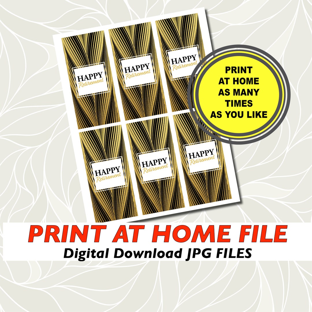 Happy Retirement Tags Digital Print at Home DIY Tags Stickers Digital ...
