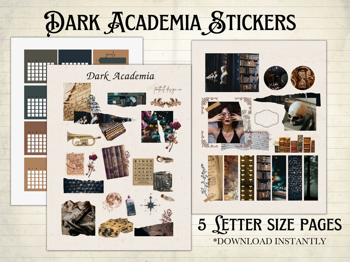 Dark Academia Stickers Digital Sticker Set Dark Academia - Etsy