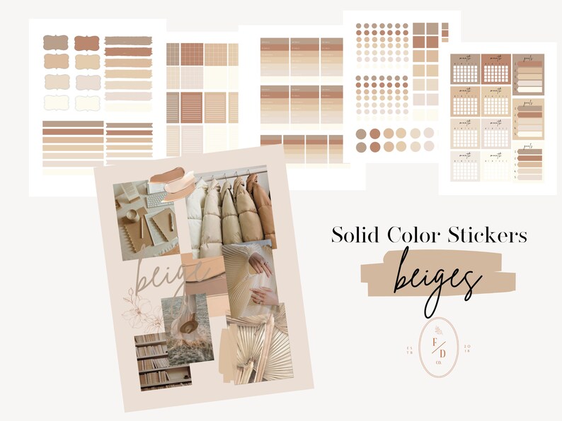 Sticker Pack Aesthetic Beige Printable Planner Stickers - Etsy Singapore