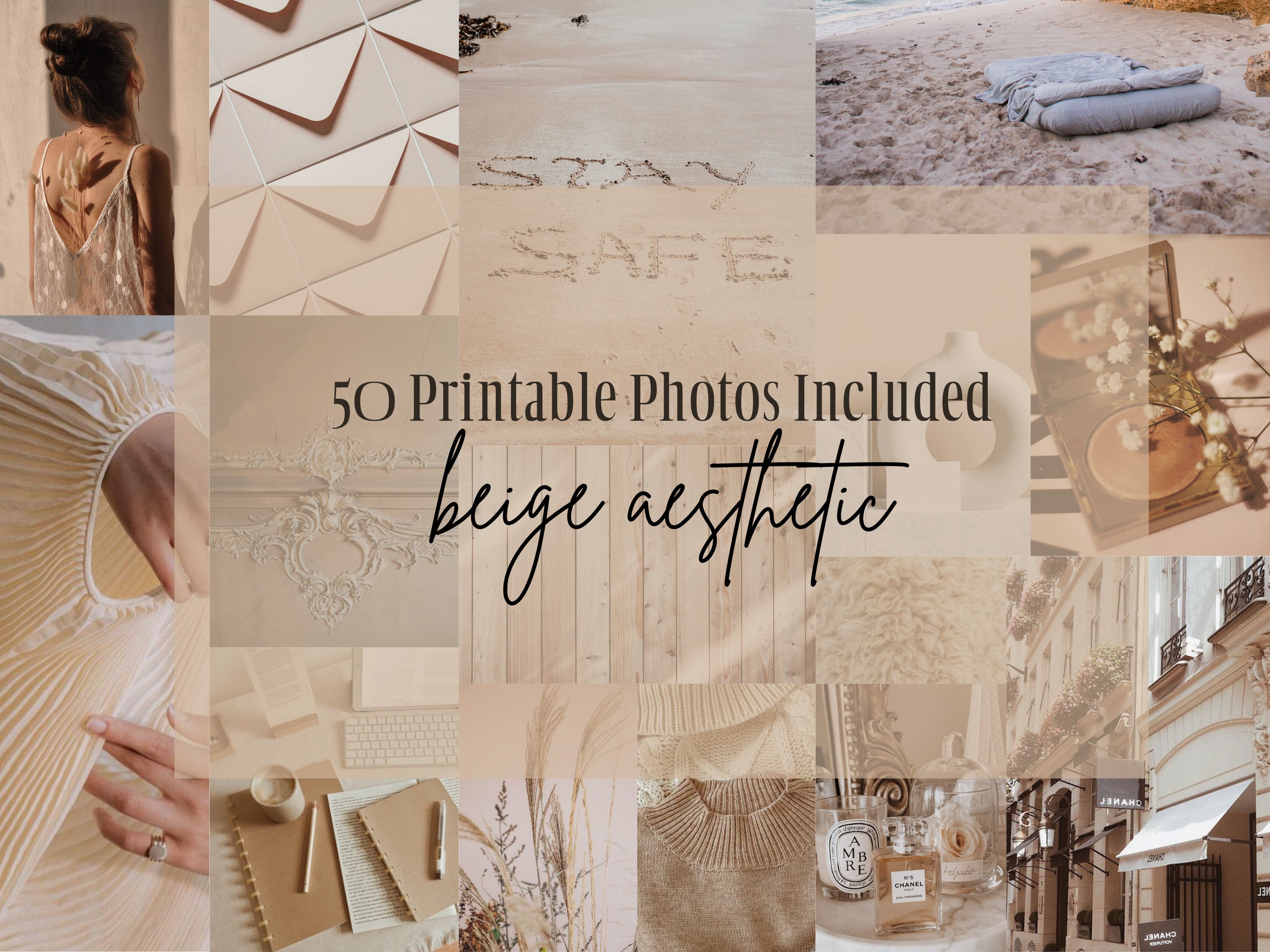 Photo Collage Kit Collage Kit Beige Wall Sticker Beige | Etsy