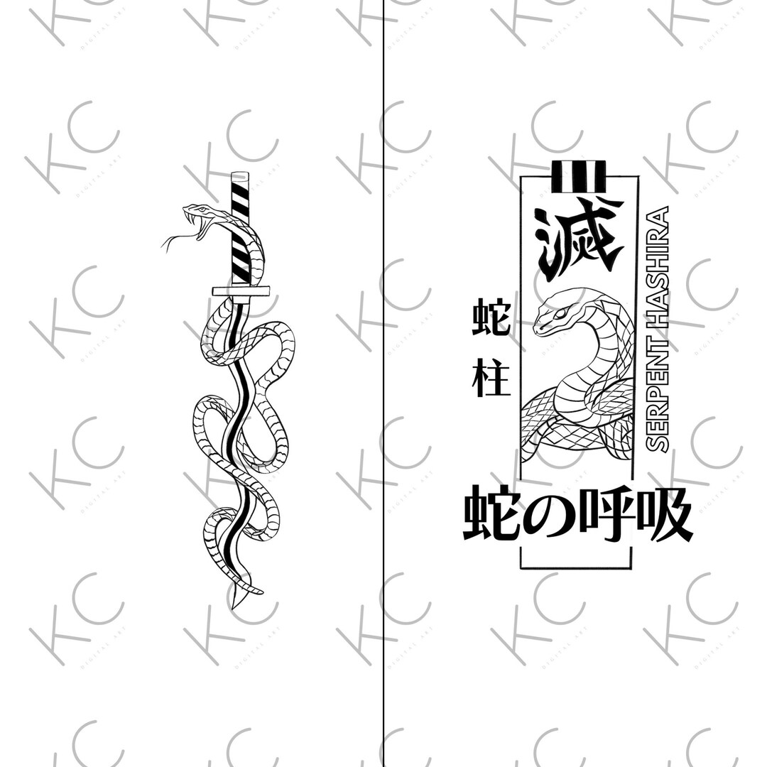 Serpent Hashira Inspired Anime Design | Front & Back Graphic for Hoodie ...