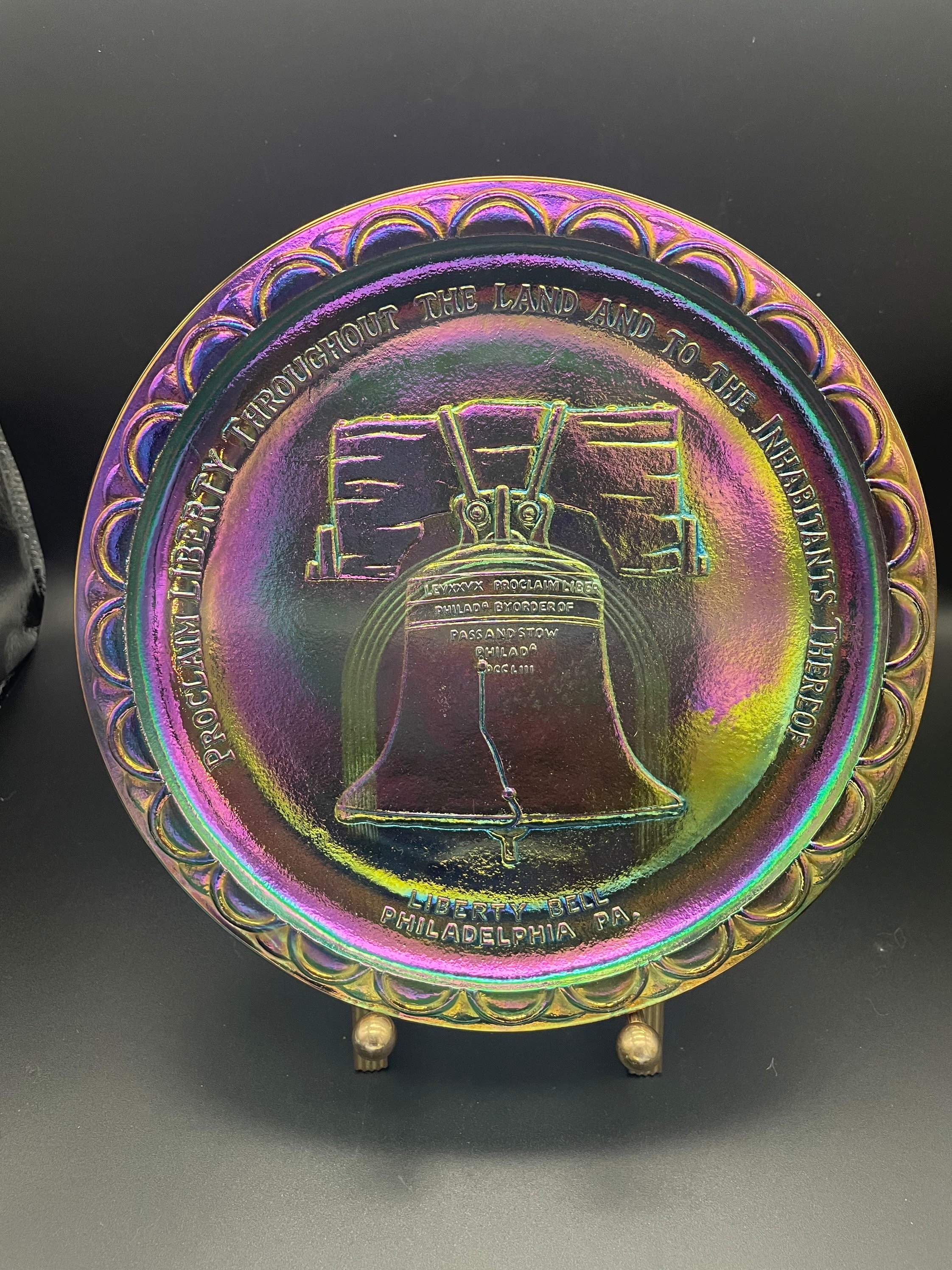 1976 Indiana Glass Bicentennial Iridescent Carnival Glass Plates — M&Co ...