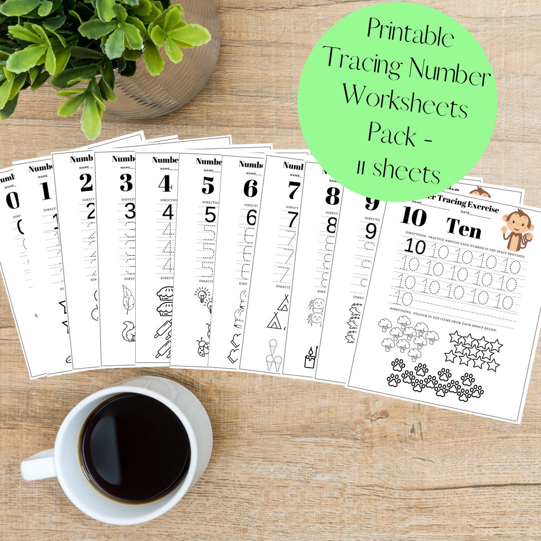 Number Tracing Worksheet Pack | Math | Numbers 0-10 | 11 Sheets | Kids ...