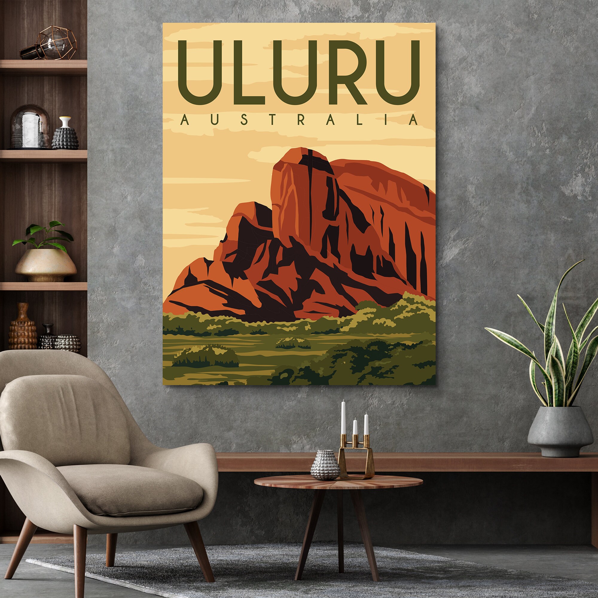 Uluru Australia Canvas Prints Large Wall Art Black | Etsy