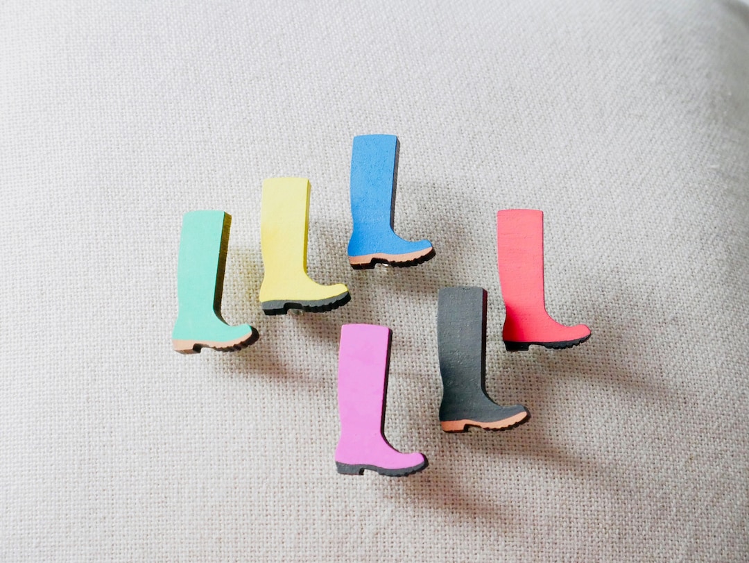 Wellington Boot Wooden Badge Pin - Etsy