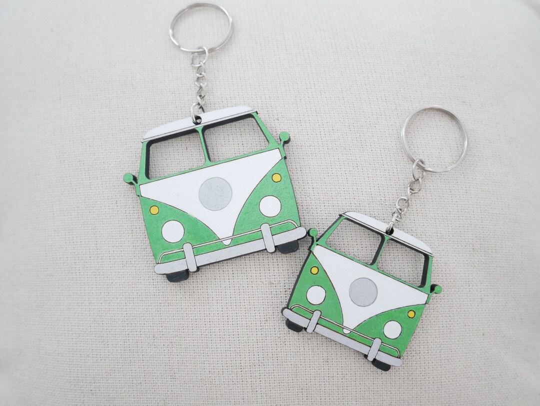 Retro Camper Van Wooden Keyring - Etsy
