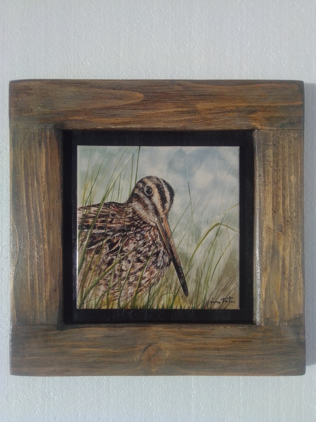 Hand-painted Tile (glazed Ceramics), ~ 27x27 Cm (framed) - Hunting ...