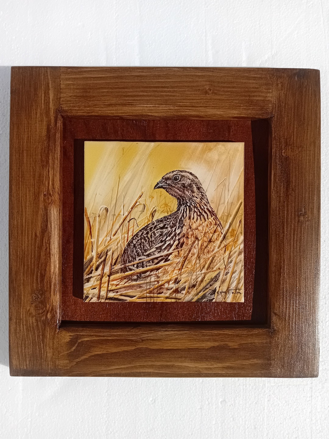 Hand-painted Ceramic Tile (glazed Tile), 27x27 Cm (framed) - Quail ...