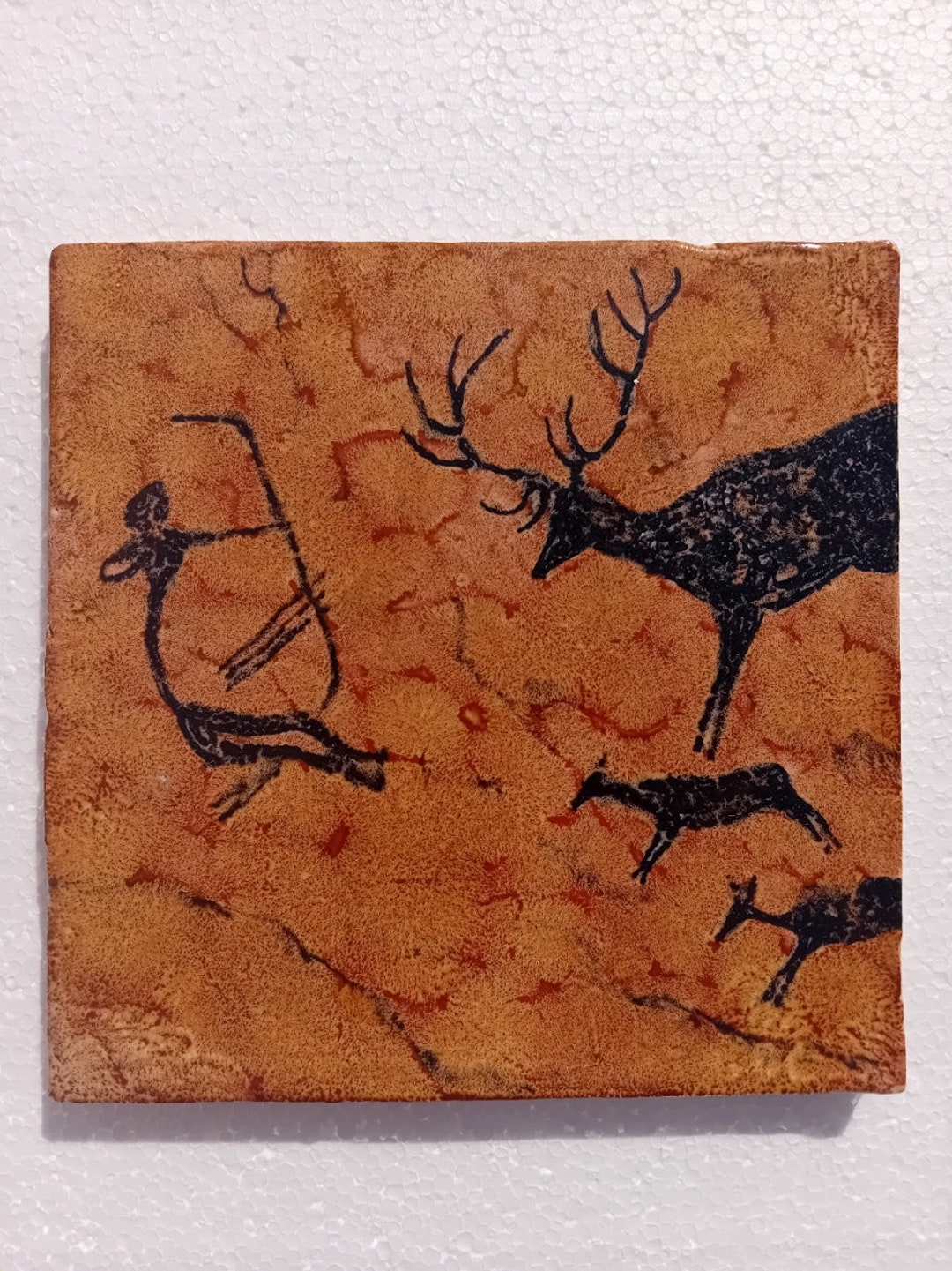 1 Hand-painted Tile unframed, Handmade Tile, Hand-glazed Tile, Rustic ...