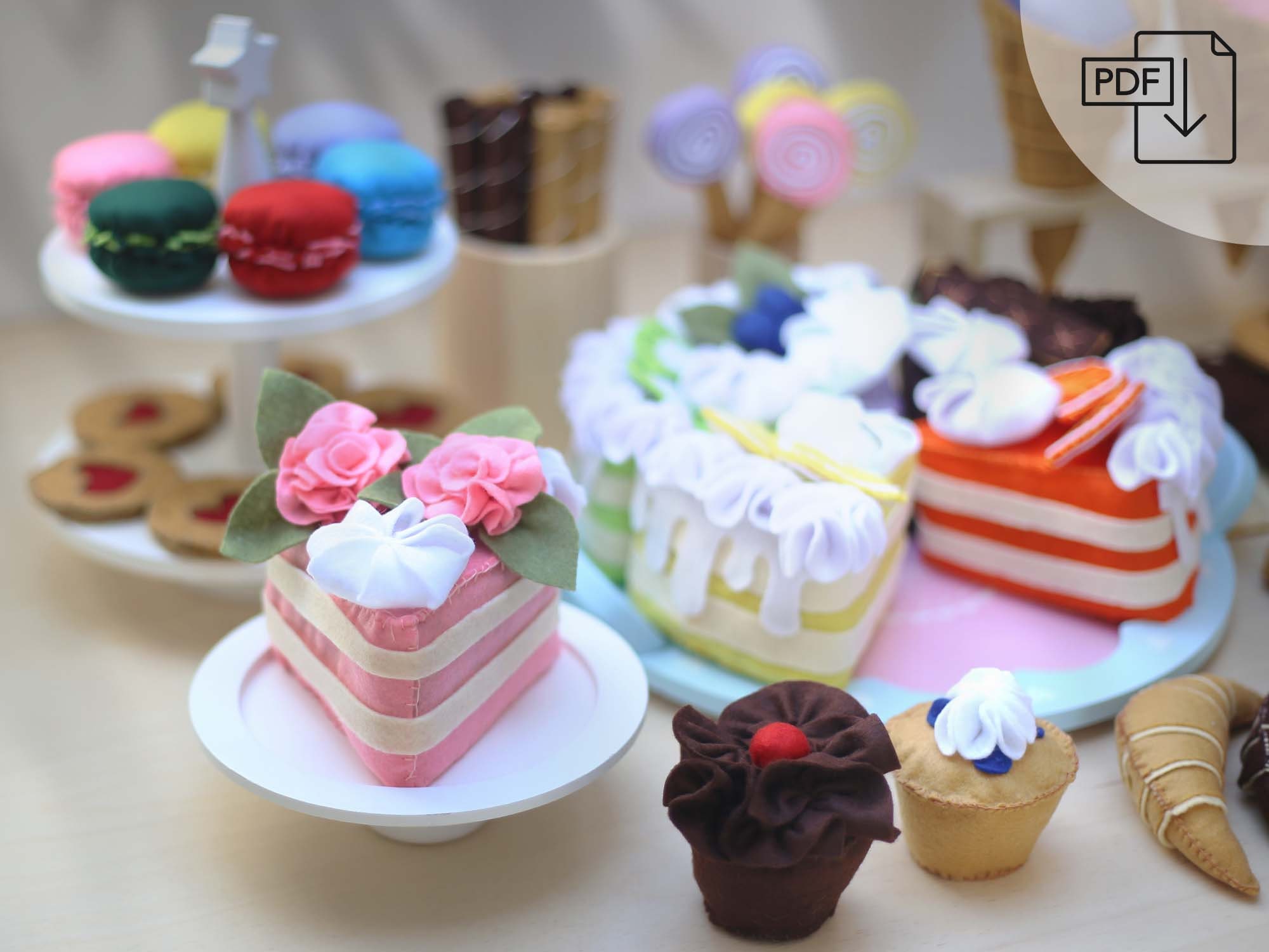 Felt Cake Shop DIY - PDF Template - Sewing Patterns With Tutorial ...