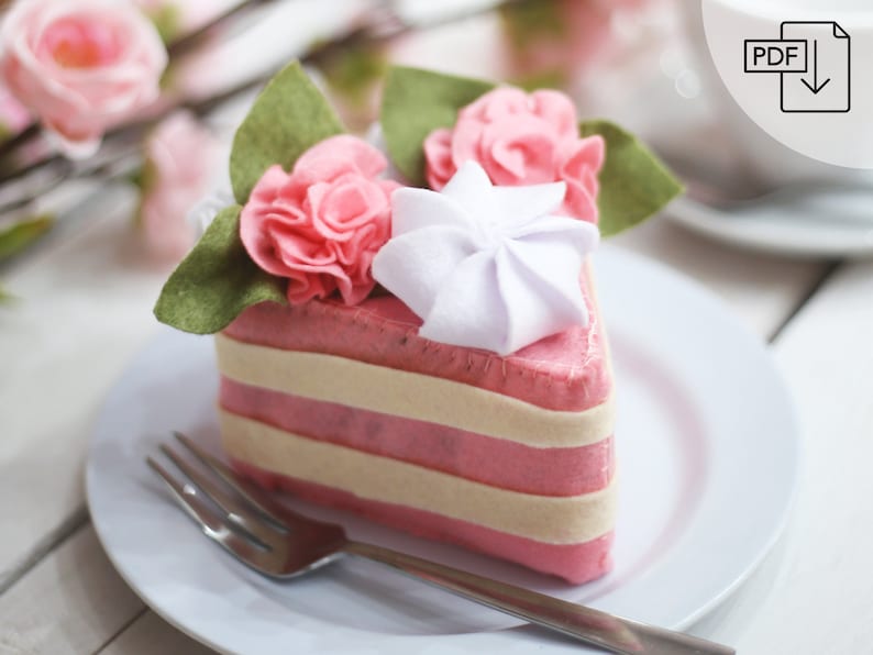 Felt Rose Cake DIY - PDF Template - Sewing Patterns With Tutorial - Etsy