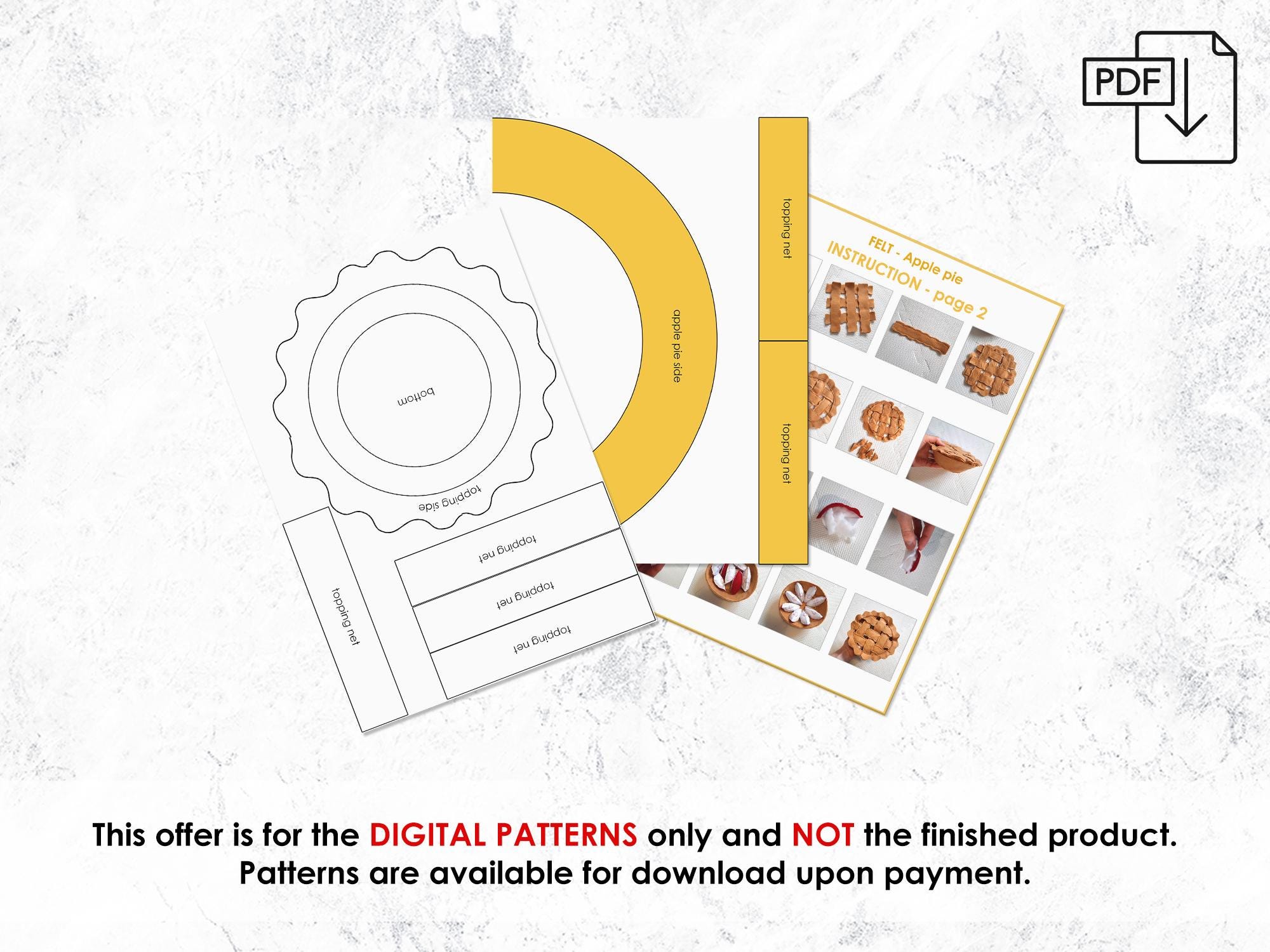 Felt Apple Pie DIY - PDF Template - Sewing Patterns With Tutorial - Etsy