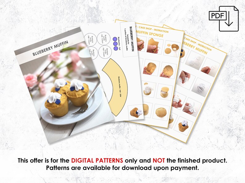 Felt Blueberry Muffin DIY PDF Template Sewing Patterns With Tutorial - Etsy