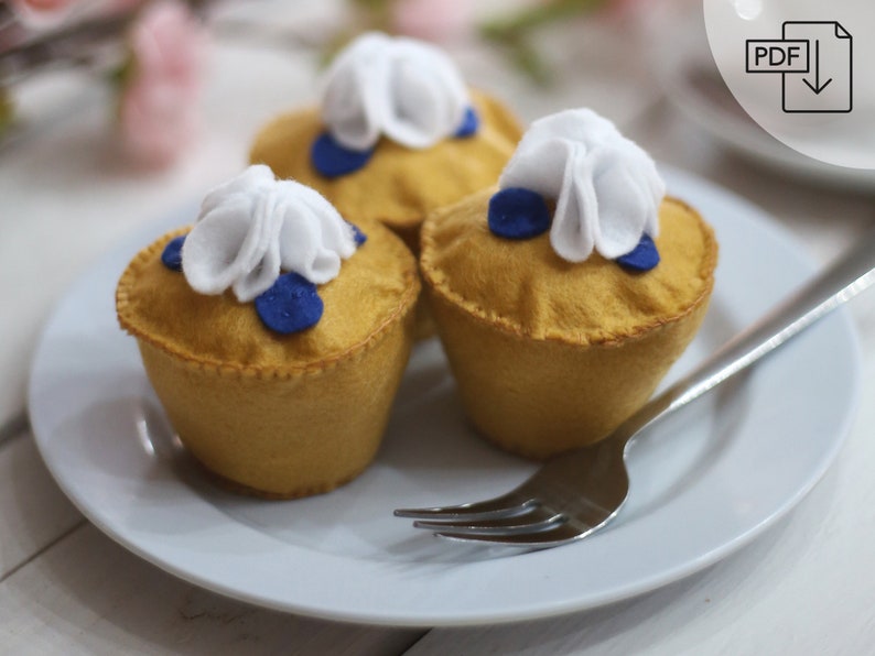 Felt Blueberry Muffin DIY - PDF Template - Sewing Patterns With ...