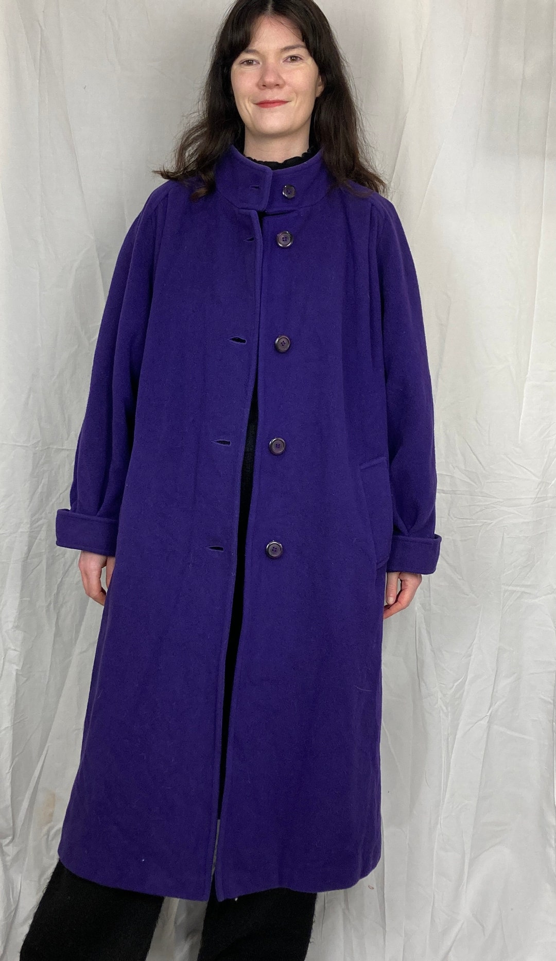 Vintage 80s Long Purple Wool Duster Coat - Etsy