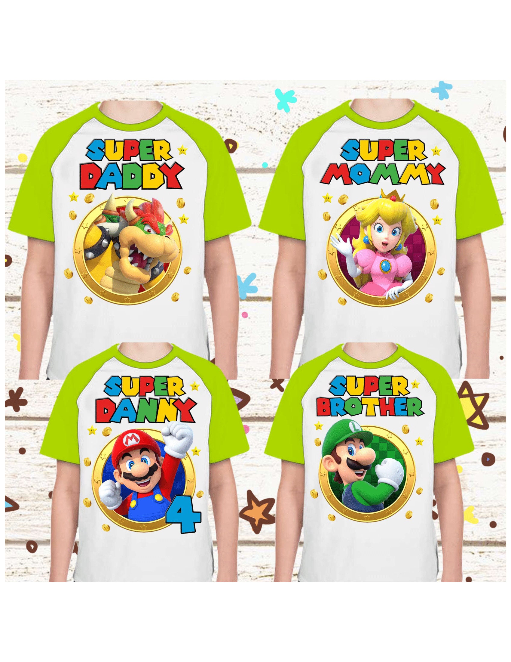 Super mario Birthday Shirt Super Mario family birthday party | Etsy