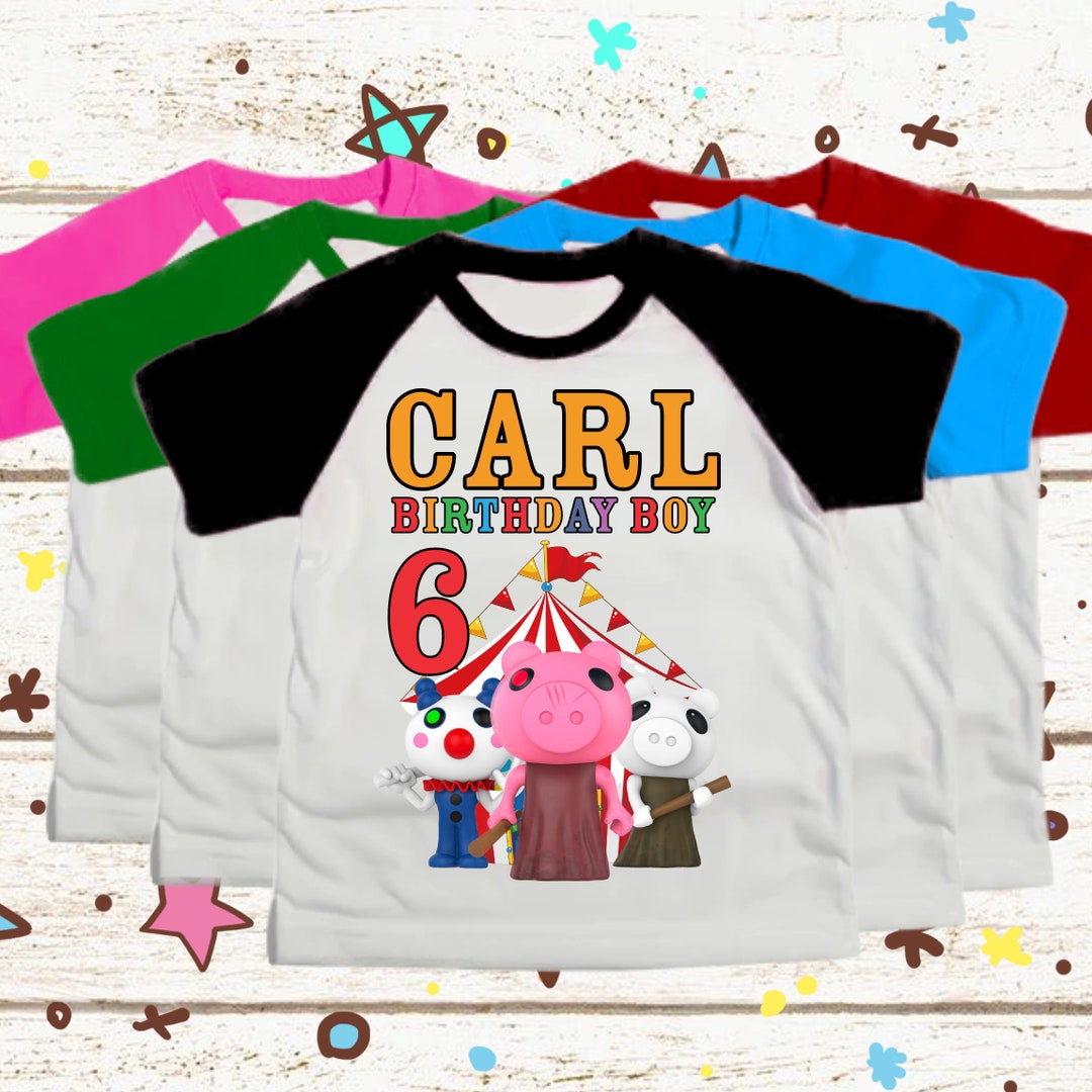 Kids Birthday Shirt Piggy Theme Game Shirt Raglan Sleeves T-shirt Gift ...