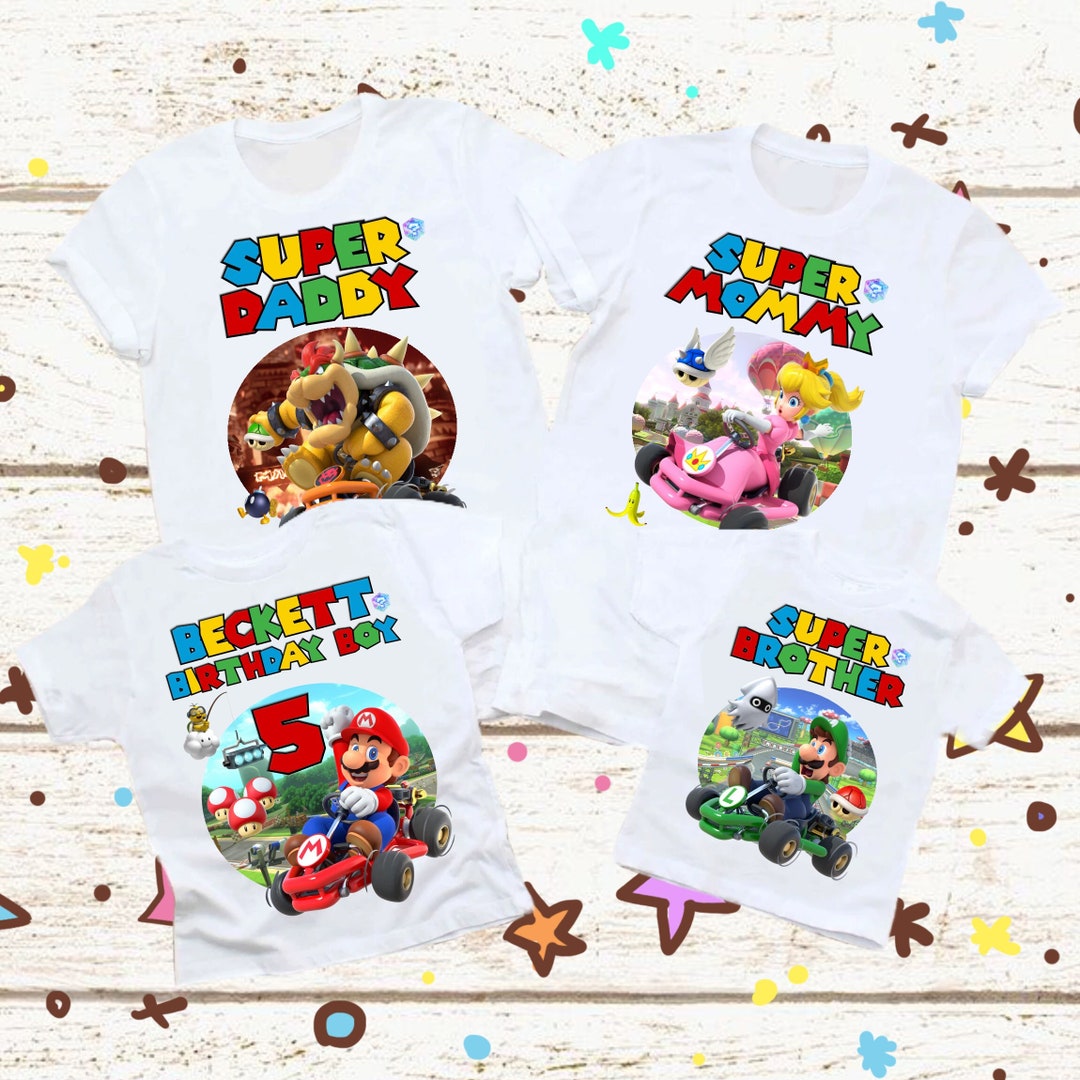 Super Mario Family Kart Super Mario Kart Birthday Shirt White Shirt ...