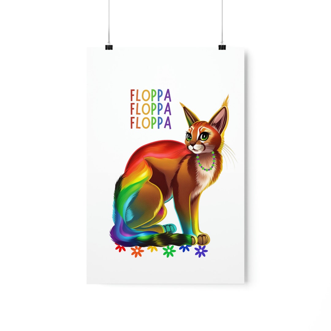 Big Floppa Cat Caracal Poster Meme Rainbow Cool Funny Cats - Etsy