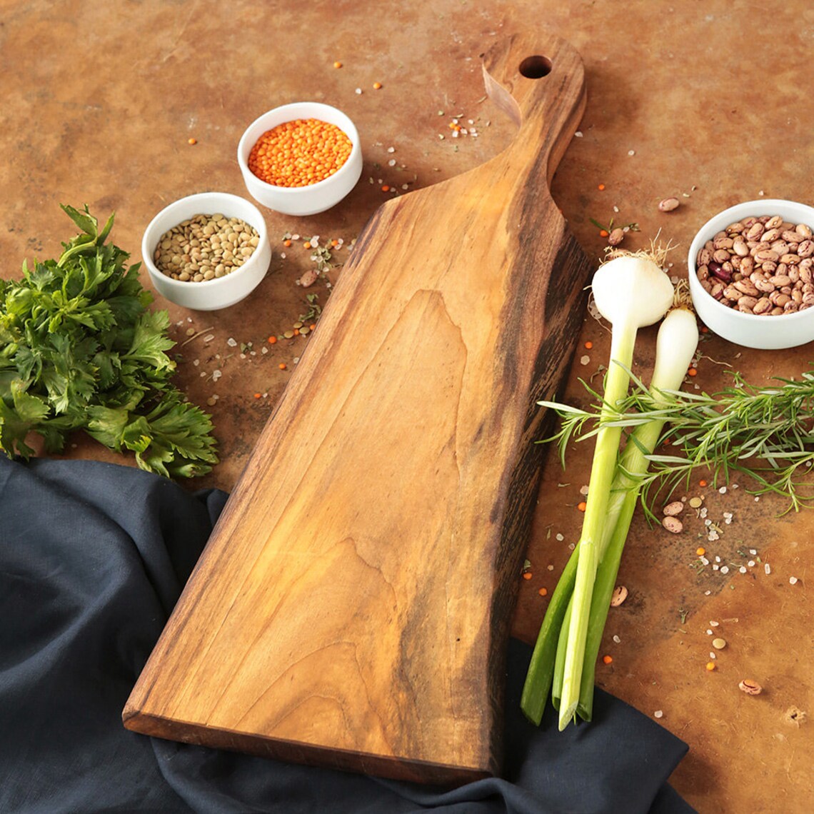 Walnut Wood Food Board Live Edge With Hole and Handle - Etsy