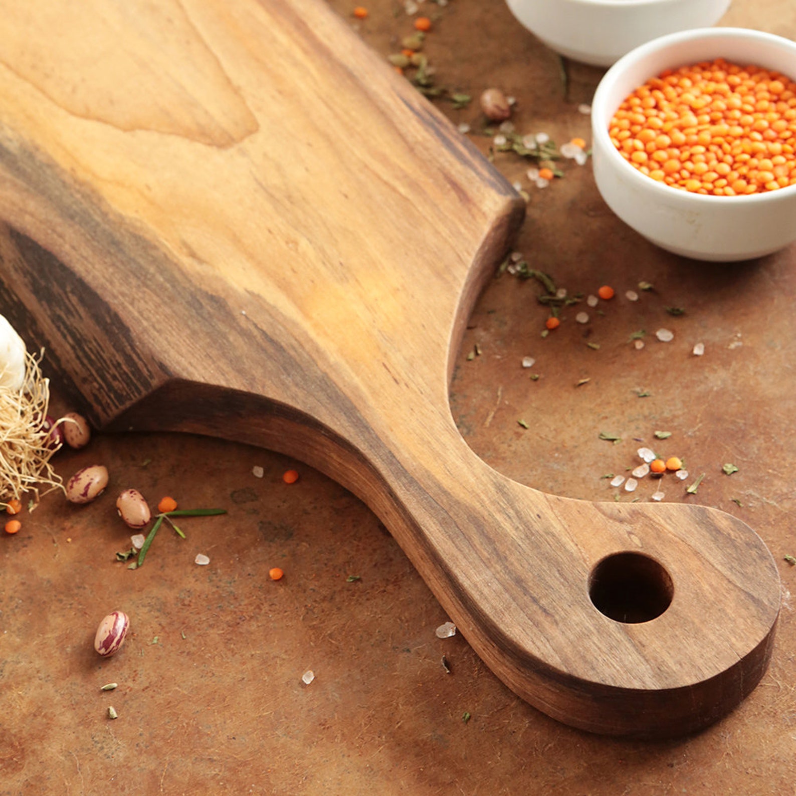 Walnut Wood Food Board Live Edge With Hole and Handle - Etsy