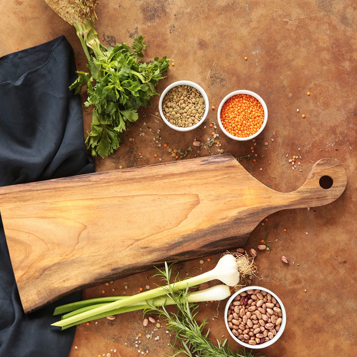Walnut Wood Food Board Live Edge With Hole and Handle - Etsy