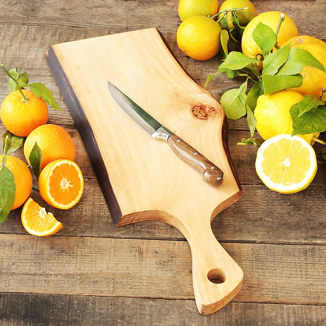 Well Built Walnut Wood Veggie Board Rustic Live Edge With Hole Handle ...