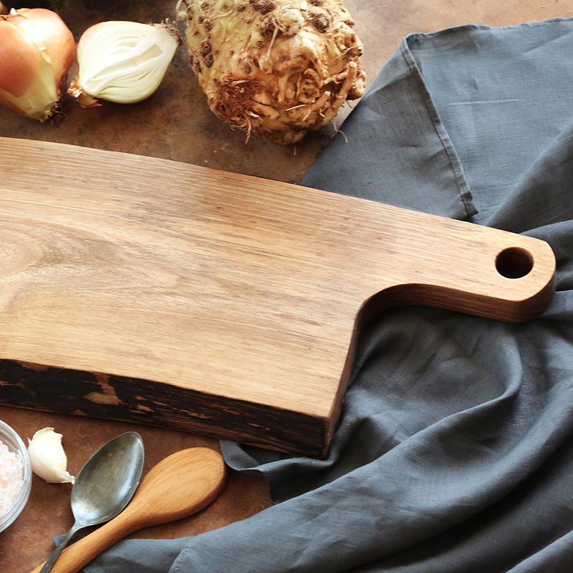 Chopping Board Made of Walnut Wood With Hole Handle - Etsy