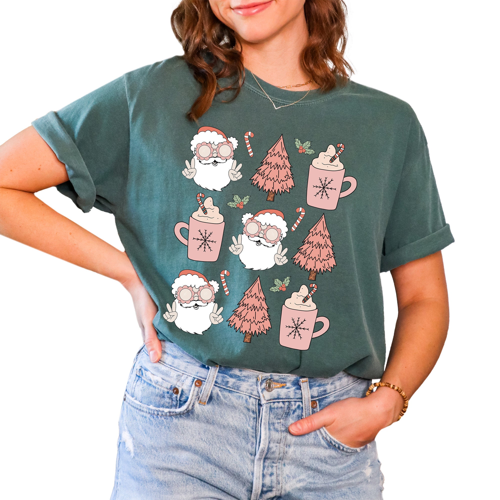Santa Christmas Tee, Comfort Colors Tshirt, Vintage Santa Tee, Retro ...