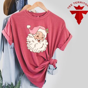 Pink Santa Hat Shirt, Comfort Colors Vintage Santa Shirt, Retro Pink ...