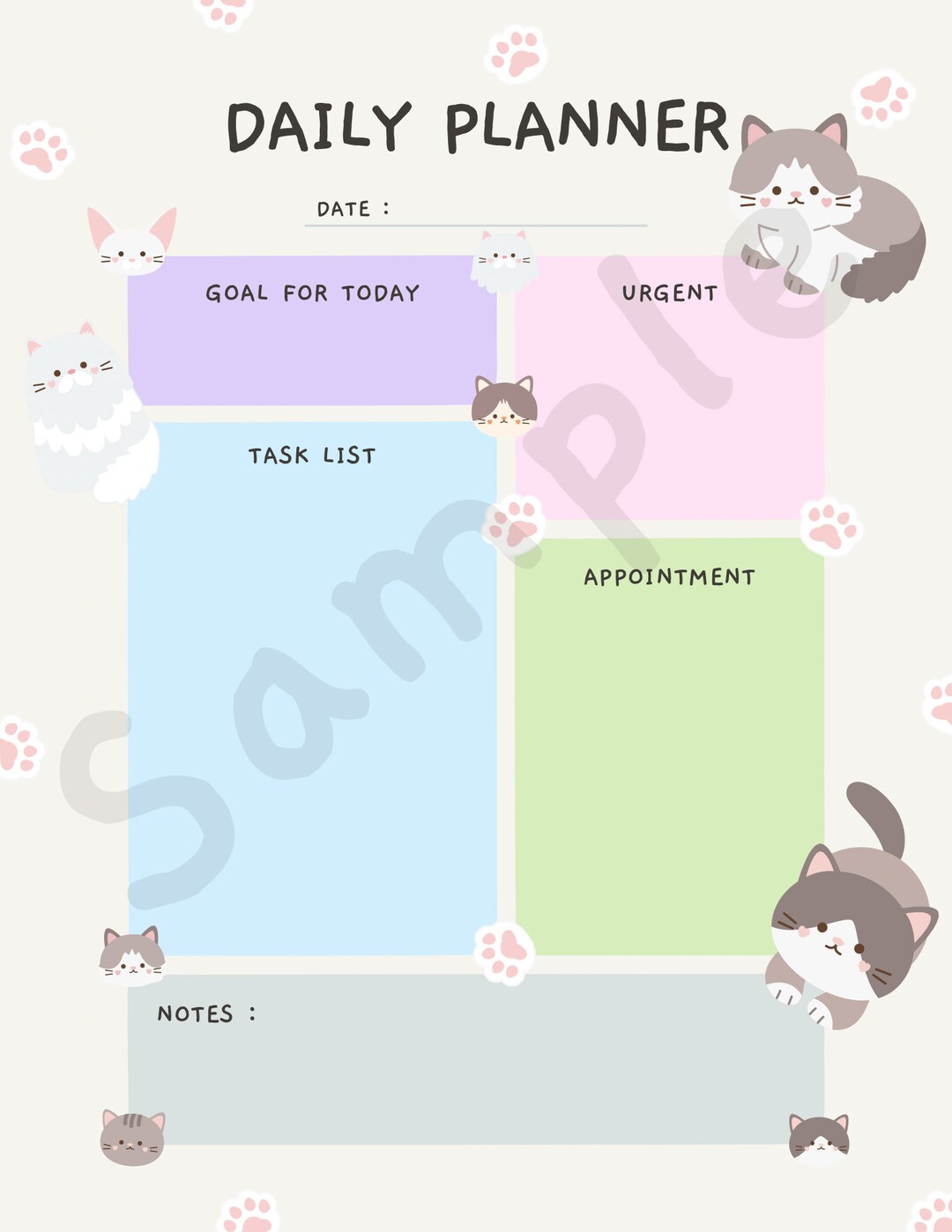 Kitty Planner Digital Pages (14 Files), Cat Planner, Cute Cat Planner ...