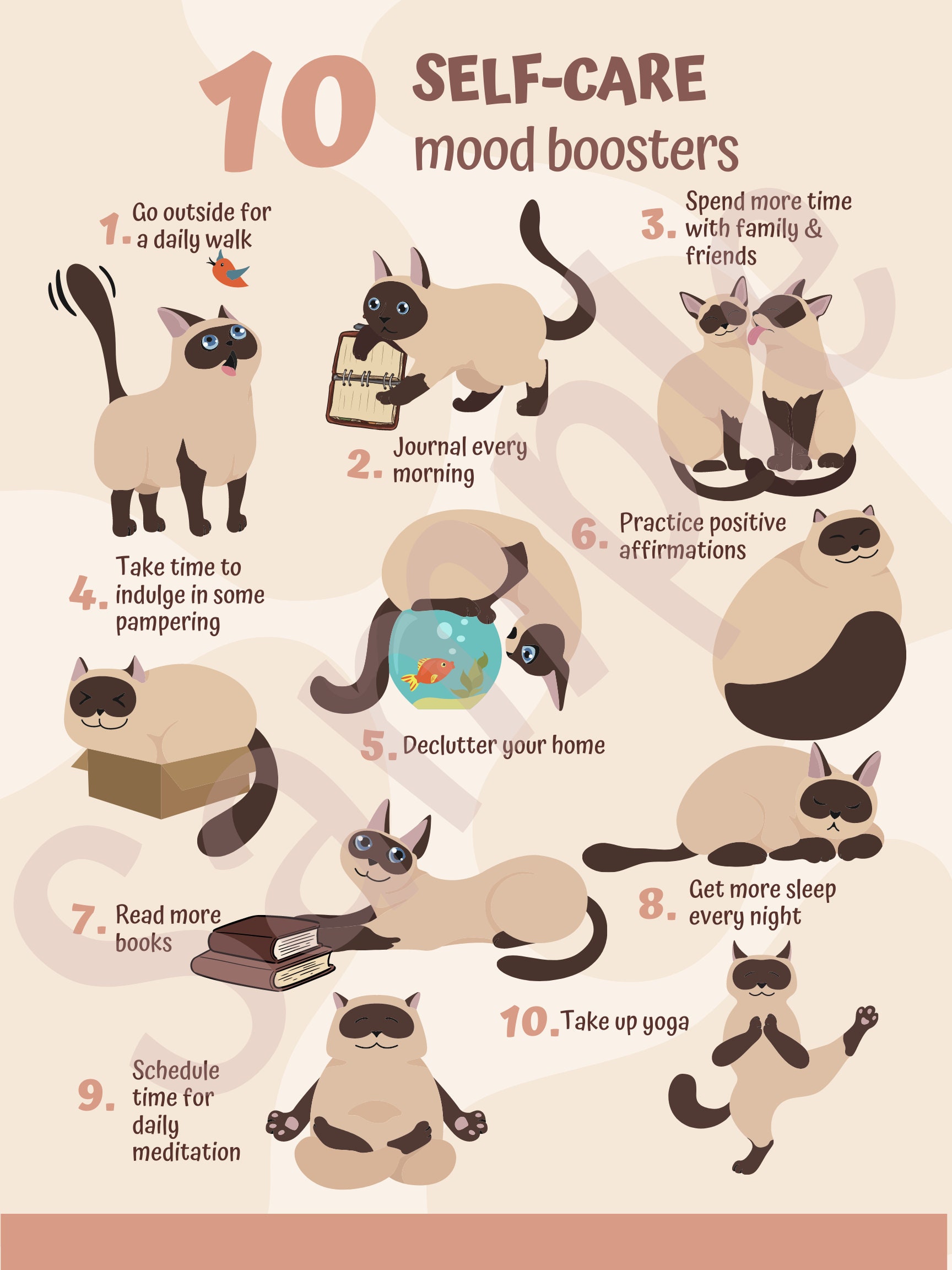 Self Care Cat Poster - Etsy