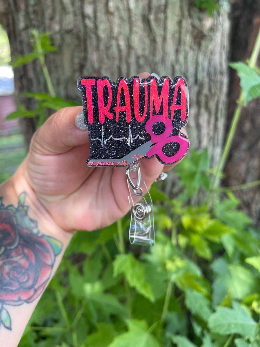 Trauma Badge Reel Trauma Nurse Badge Reel Medical Badge Reel Glitter ...