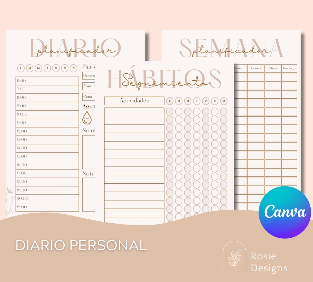 Diario Personal Deluxe - Plantilla Para Organización Del Día Y ...