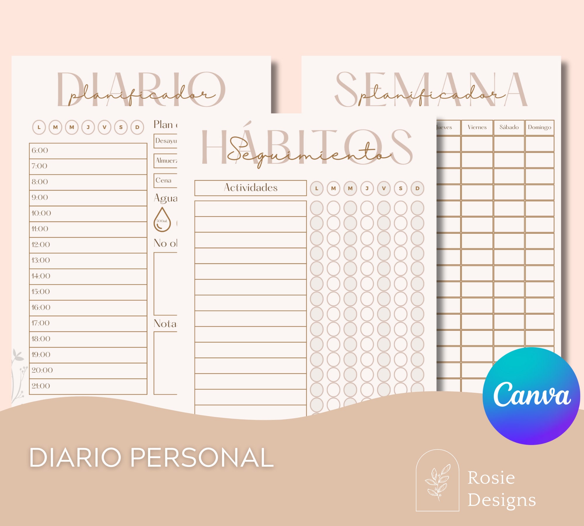 Diario Personal Deluxe Plantilla Para Organización Del Día Y ...