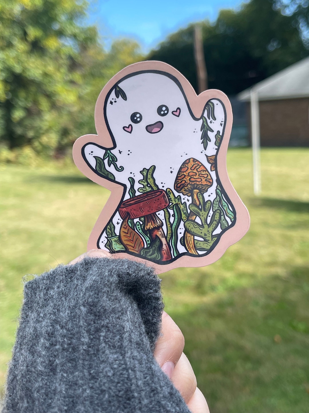 Ghost Mushroom Sticker // Halloween Sticker // Toadstool Sticker Co - Etsy