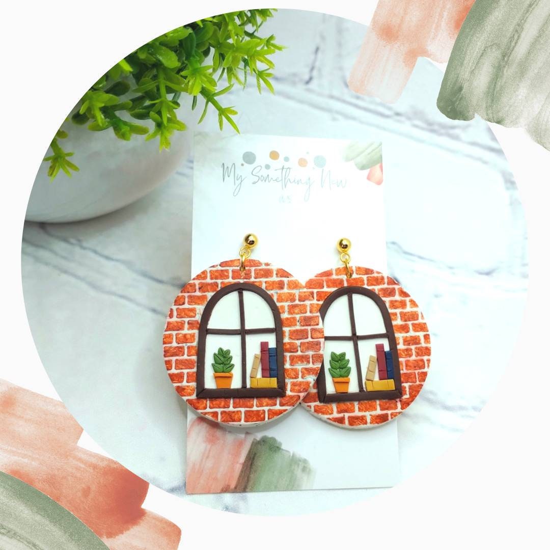 Window Gazing Little Red Brick Window Earrings Featuring - Etsy