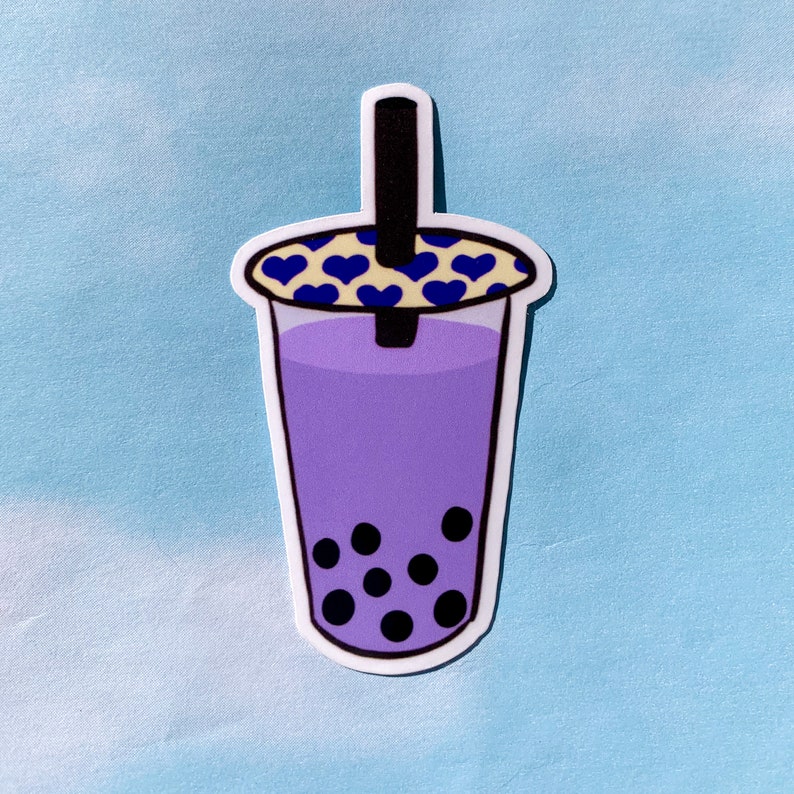 Boba Sticker Sticker for Boba Lovers Gift, Taro Boba, Bubble Tea ...