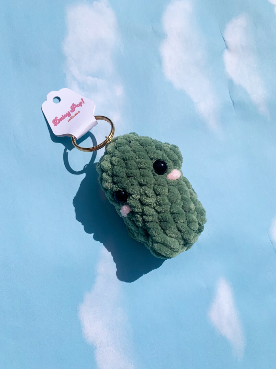 Positive Pickle Keychain, Cute Crochet Keychain, Cute Plushie Keychain ...