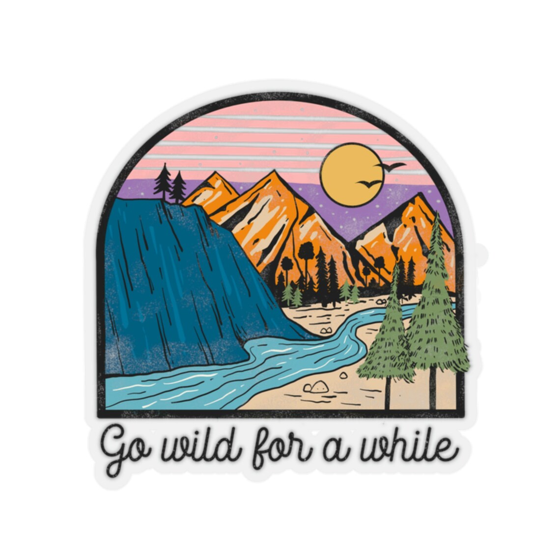Water Bottle Sticker - Go Wild - Adventure - Mountain Scene - Etsy